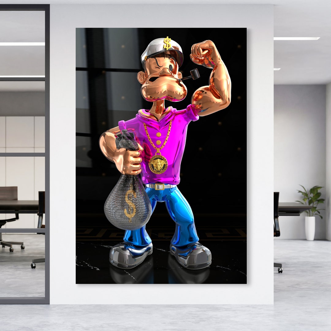 Wandbild Modern , POPEYE Goldene Luxus Art , Champagner Und Geld ...
