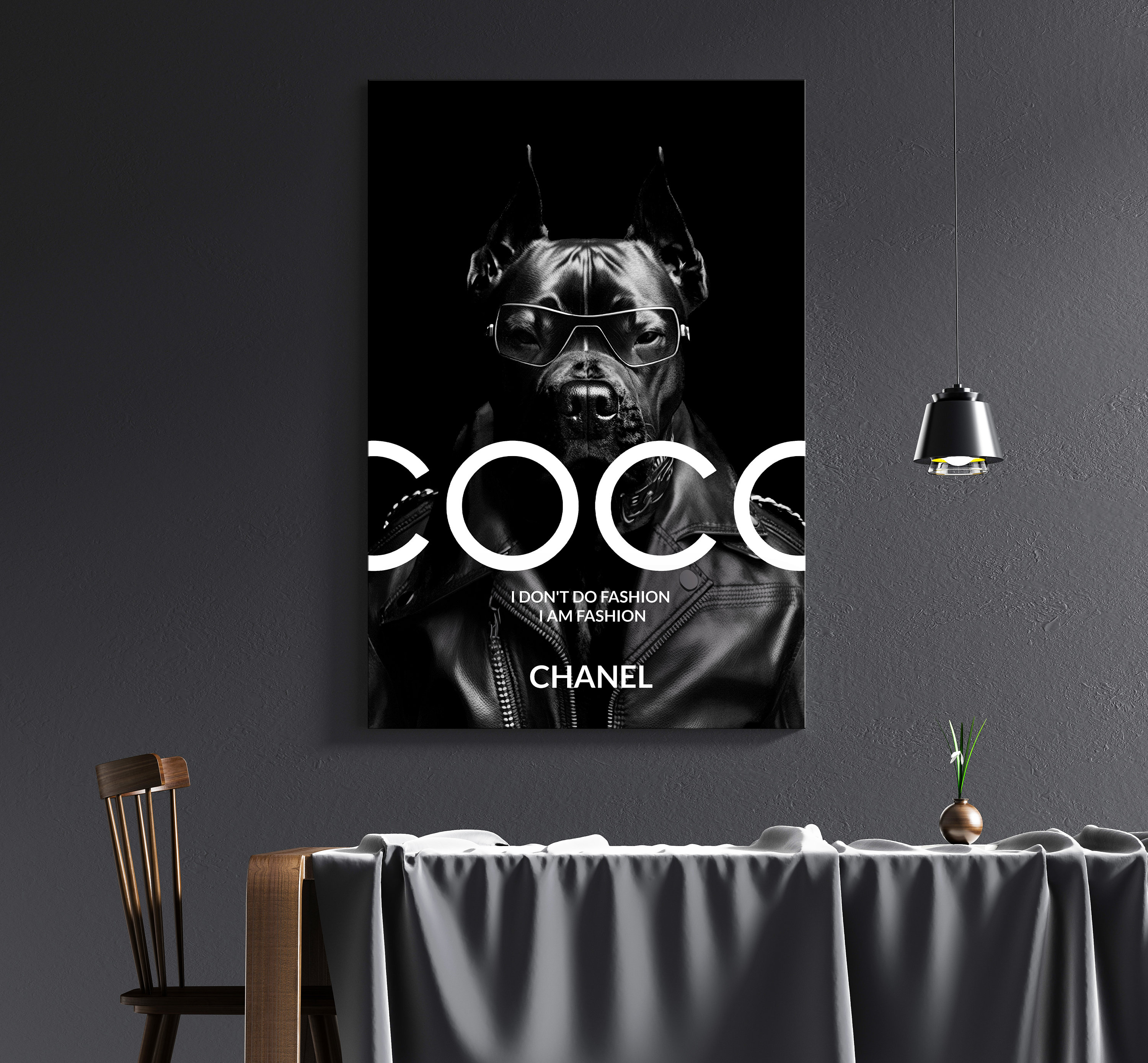 Mode COCO CHANEL Bulldog Mode luxe Leinwand, acrylique aluminium, toile ...
