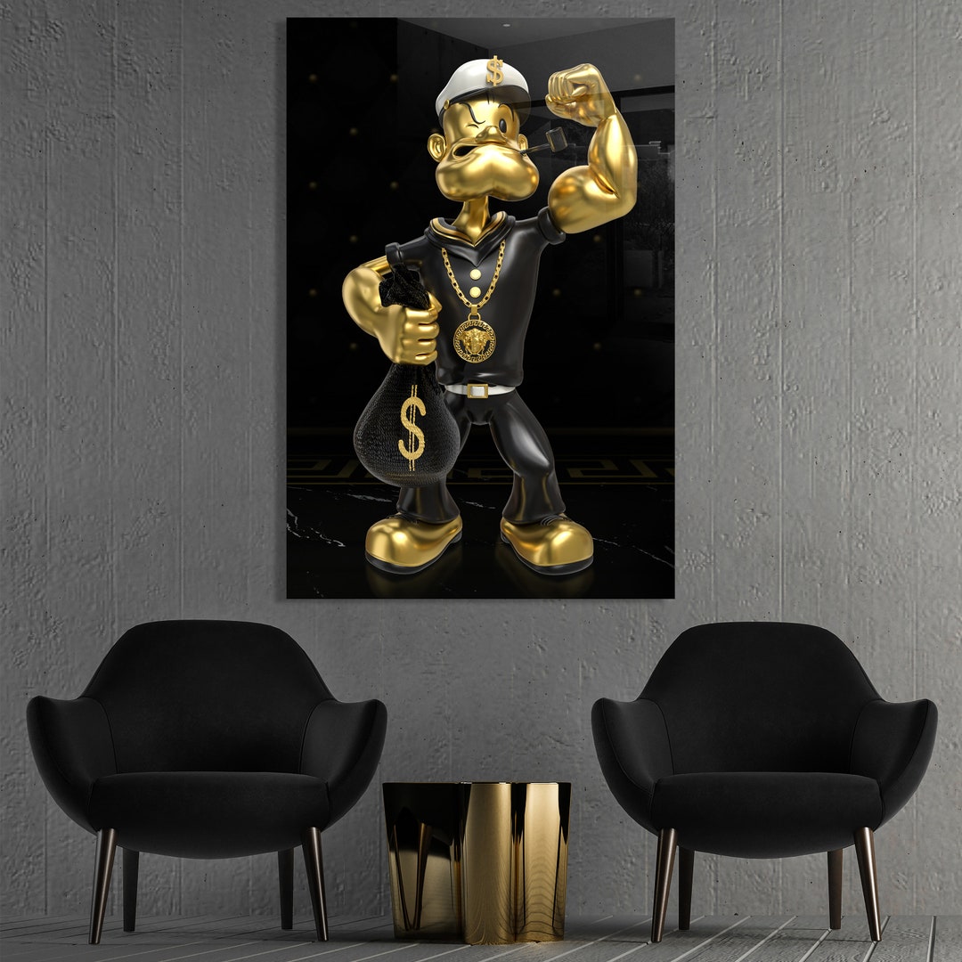 Wandbild Modern , POPEYE Goldene Luxus Art , Champagner Und Geld ...