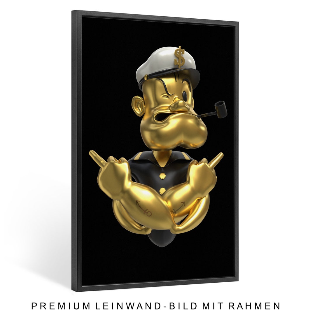 Wandbild Premium Golden POPEYE DOLLAR , Luxus Leinwand Mit Rahmen XXL ...