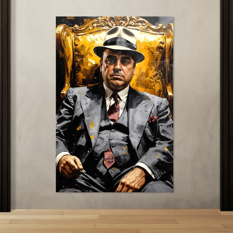 Wandbild AL CAPONE MAFIA, Luxus Motivation bild, Goldene Leinwand ...
