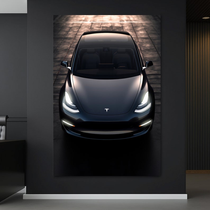 Wandbild TESLA AUTO ELEKTROAUTO, Luxus Leinwand, acrylique, toile ...