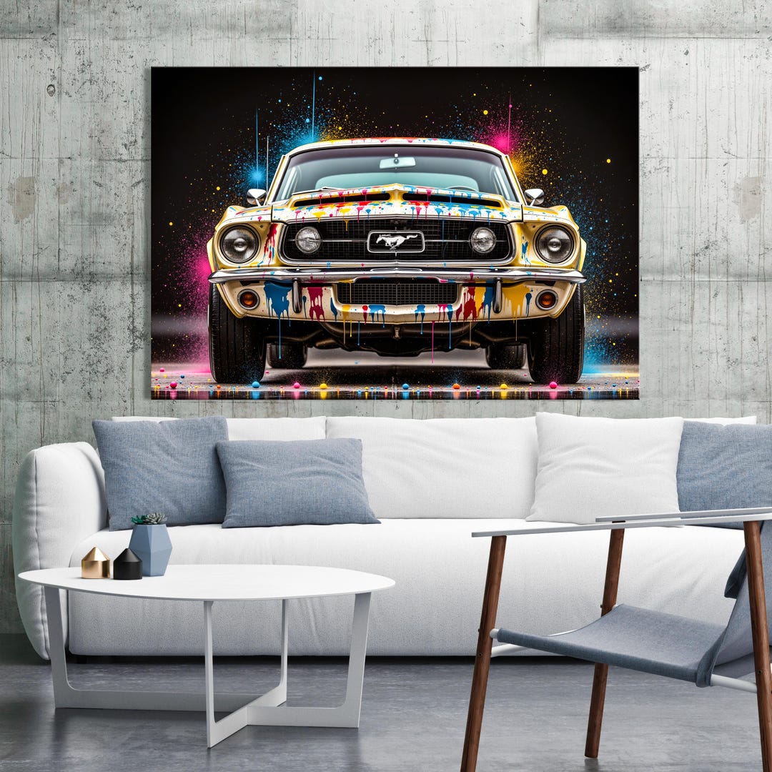 Wandbild, Oldtimer Ford Mustang Graffiti Auto, Abstrakt Kunst, Car Hd ...