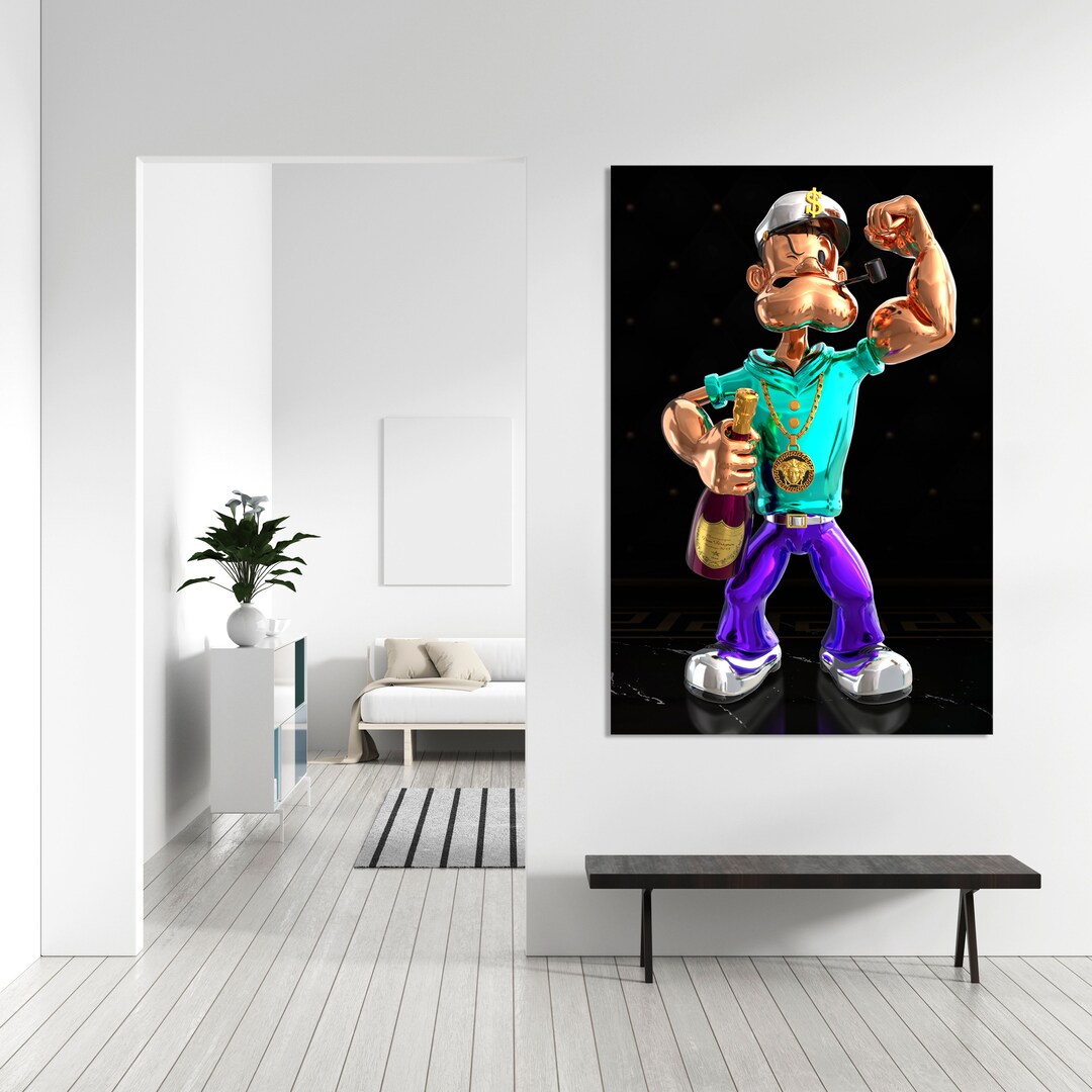 Wandbild Modern , POPEYE Goldene Luxus Art , Champagner Und Geld ...