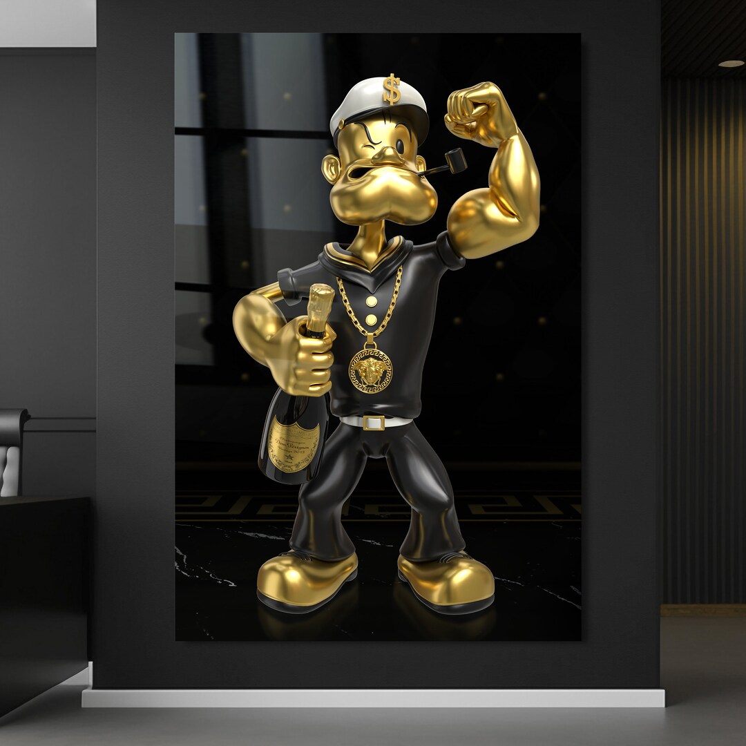 Wandbild Modern , POPEYE Goldene Luxus Art , Champagner Und Geld ...