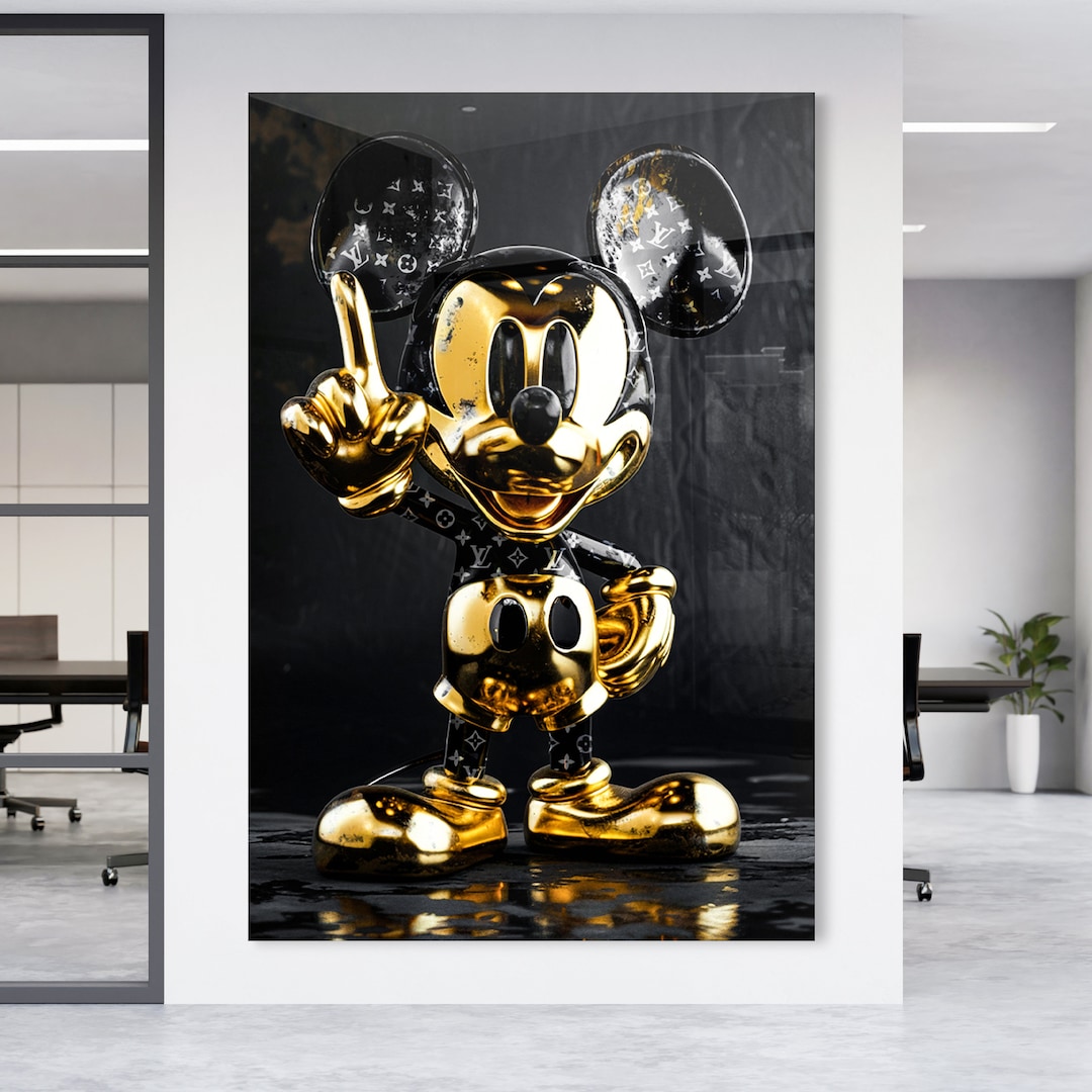 Wandbild Modern Kunst , MICKEY MOUSE Goldene Luxusmodemarke Art ...