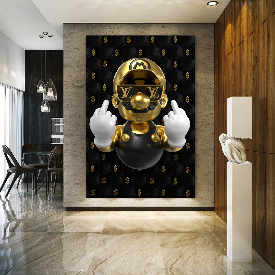 Wandbild Modern , SUPER MARIO DOLLAR Goldene Luxusmodemarke , Leinwand ...