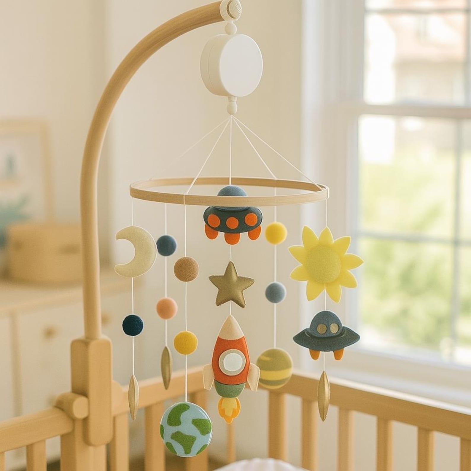Space Crib Mobile: Handmade Felt Planets, Rocket, and Stars - Etsy
