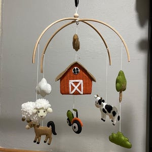 Farm Animal Baby Mobile - Handmade Movable Crib Mobile With Cow, Horse ...