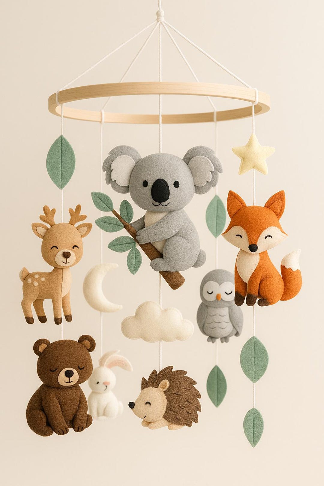 Woodland Baby Mobile – Koala, Fox, Deer & Forest Animals | Handmade ...