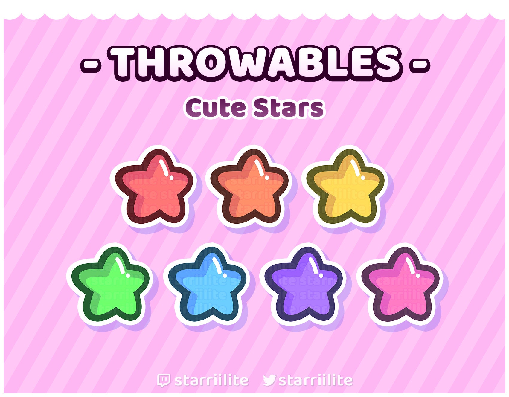 Throwable/sub/bits Badges : Cute Shapes 2D Vtuber Streaming Assets for Vnyan Kbonk Twitch ...
