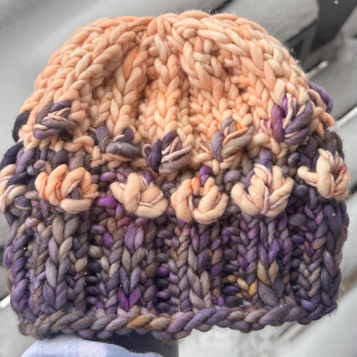 Purple and Peach Multicolored Rainbow Merino Wool Mirror Pond Beanie - Etsy