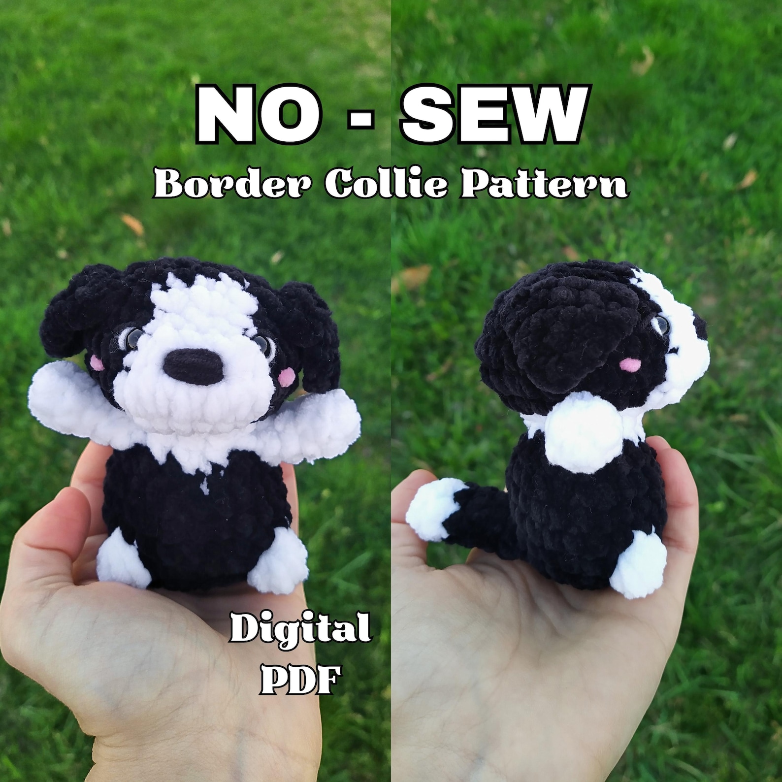 NO SEW Border Collie Crochet Pattern, Dog Animal Plushie PDF, Amigurumi ...