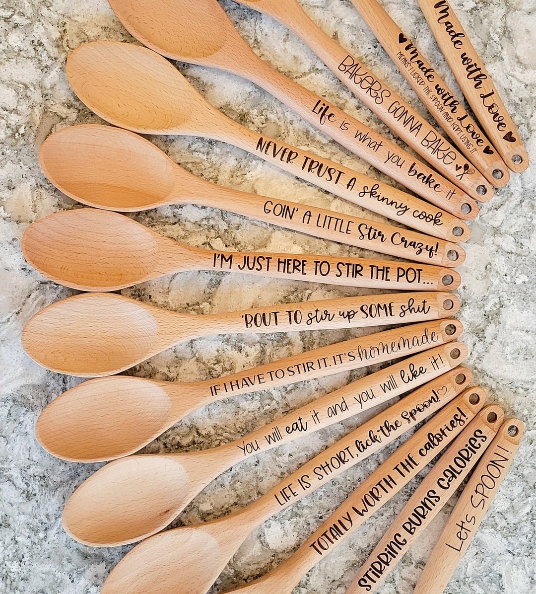 Engraved Wooden Spoons With a Variety of Fun, Snarky, and Creative ...