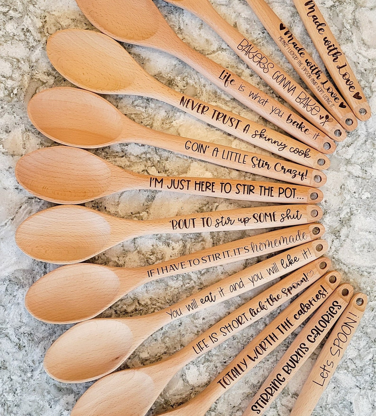 Engraved Wooden Spoons With a Variety of Fun, Snarky, and Creative ...