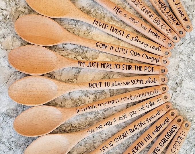 Engraved Wooden Spoons With a Variety of Fun, Snarky, and Creative ...