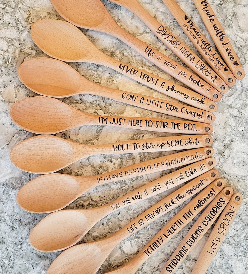 Engraved Wooden Spoons With a Variety of Fun, Snarky, and Creative ...