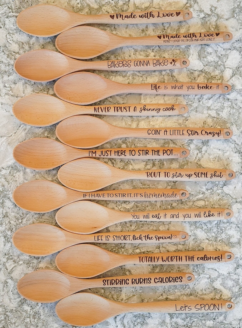 Engraved Wooden Spoons With a Variety of Fun and Snarky Sayings, Laser ...