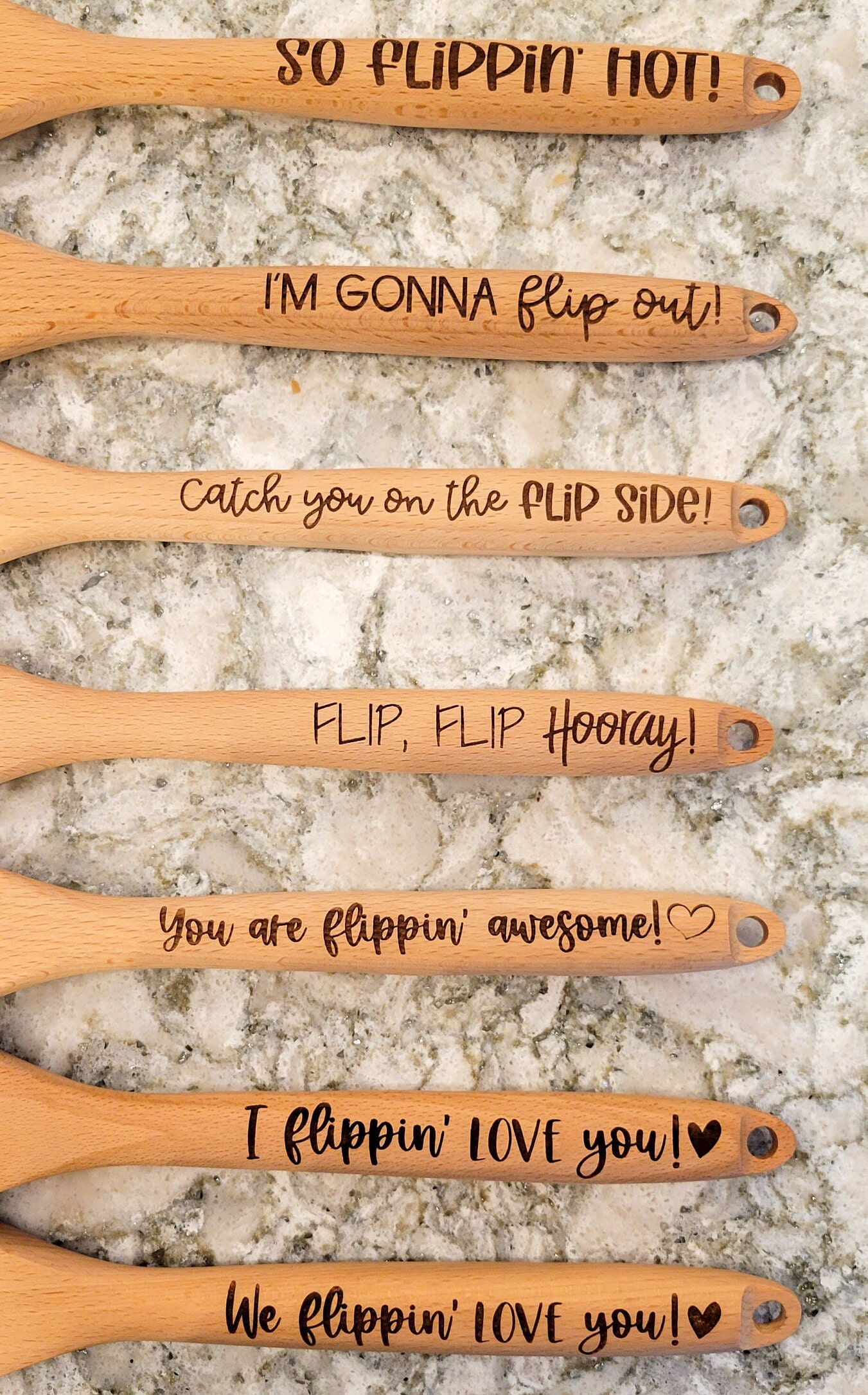Engraved Wooden Turner/flipper With Variety of Fun, Punny, Snarky ...