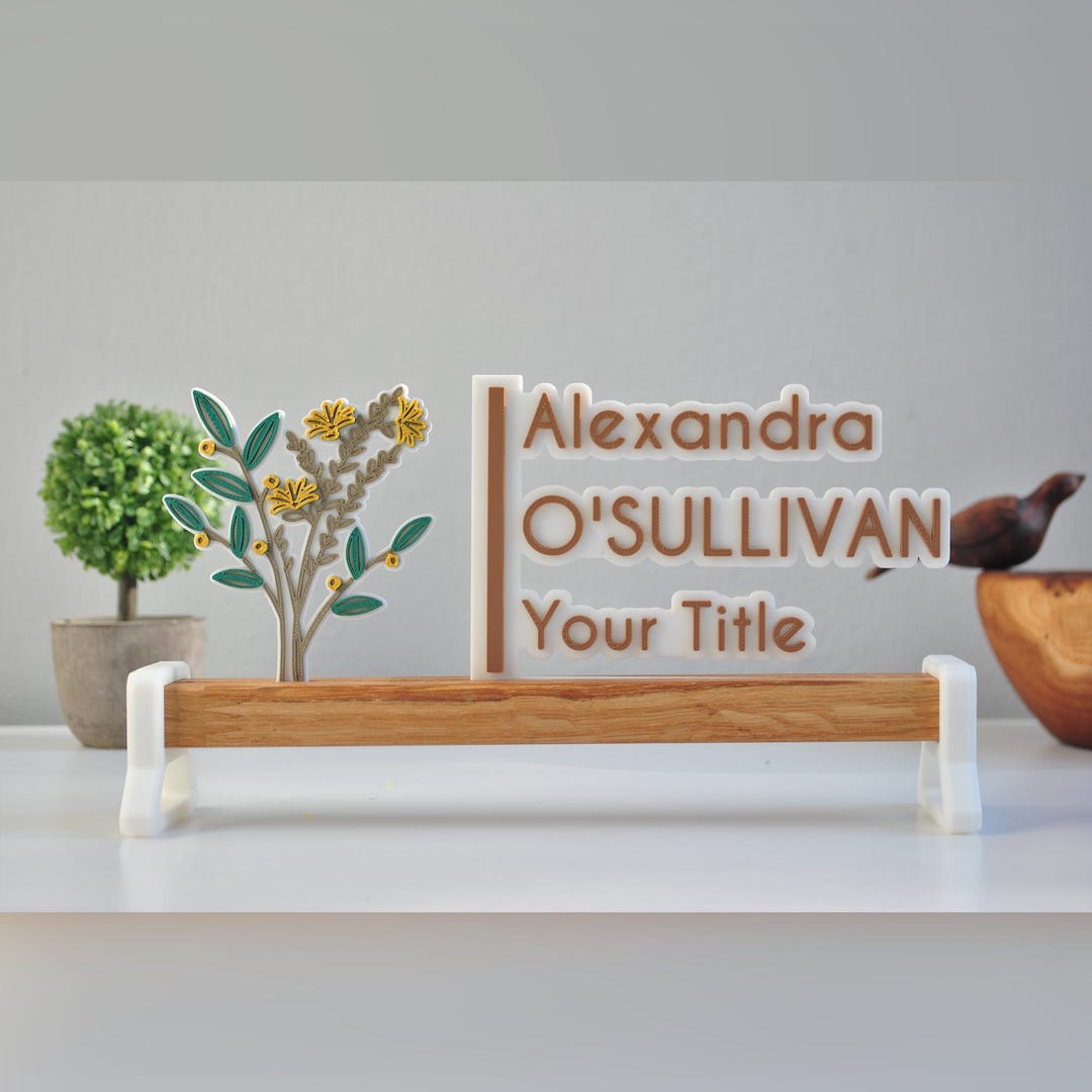 Solid Oak Wood Desk Name Plate – Custom Office Decor, Professional Gift ...