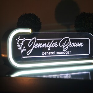 Neon Desk Sign, Neon Name Sign, Desk Name Plate With Neon, Office ...