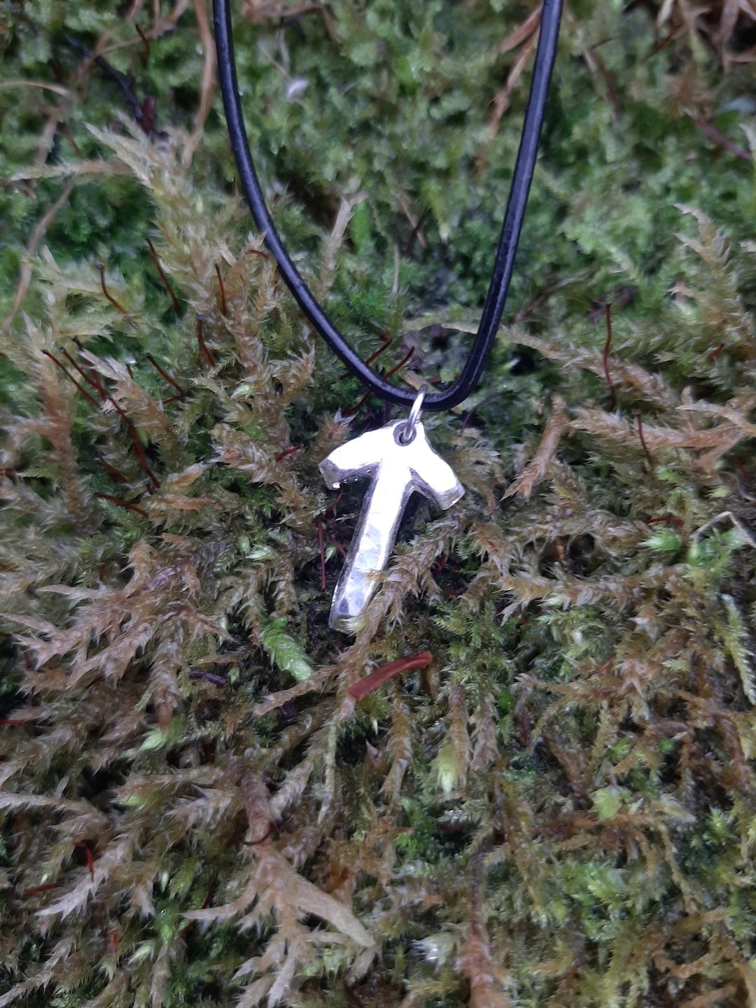 Viking Rune Necklace - Cast and Hammered Pewter - Tiwaz/tyr Rune ...