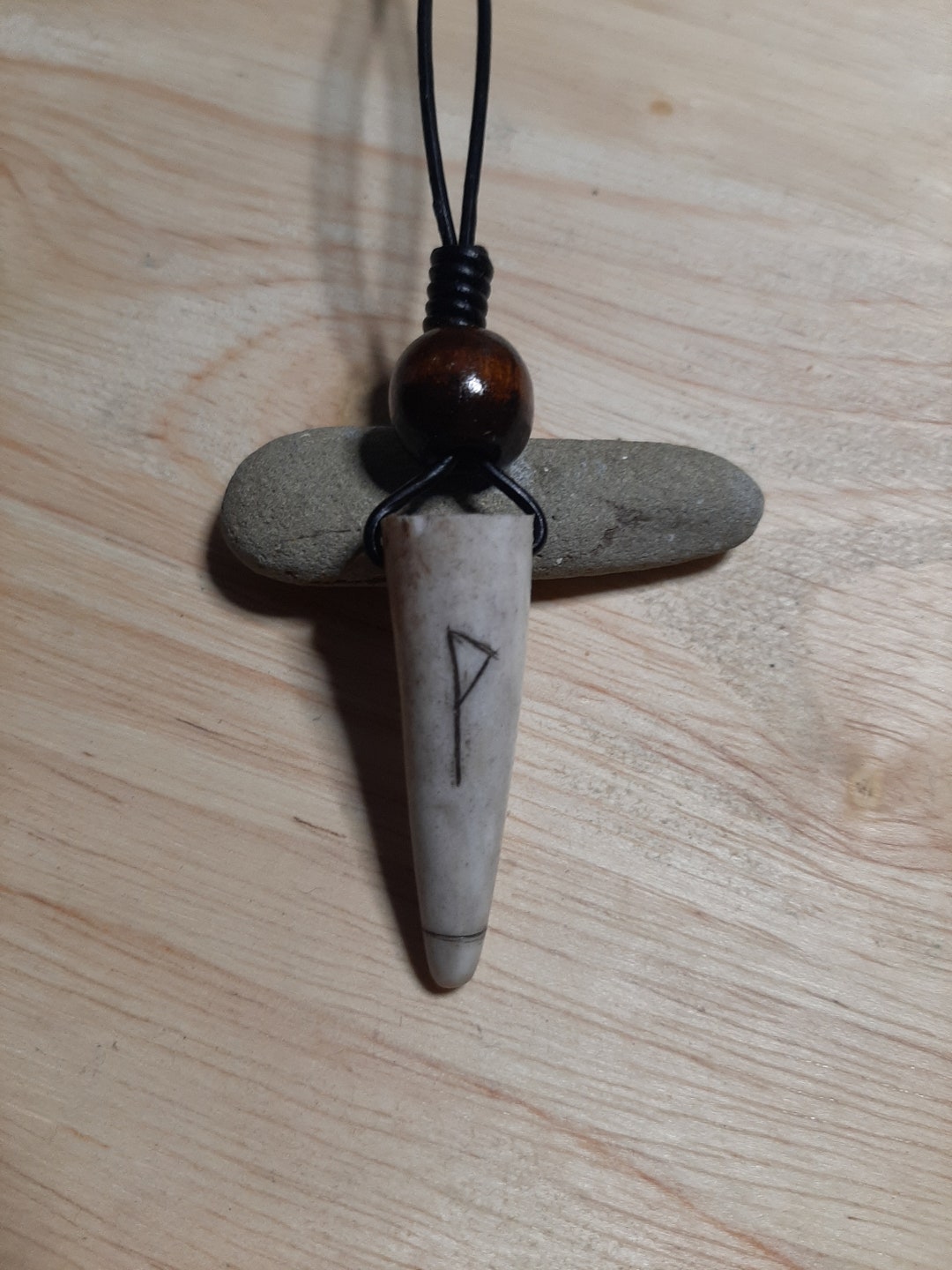 Carved Antler Wunjo Happiness Rune Pendant Necklace - Etsy