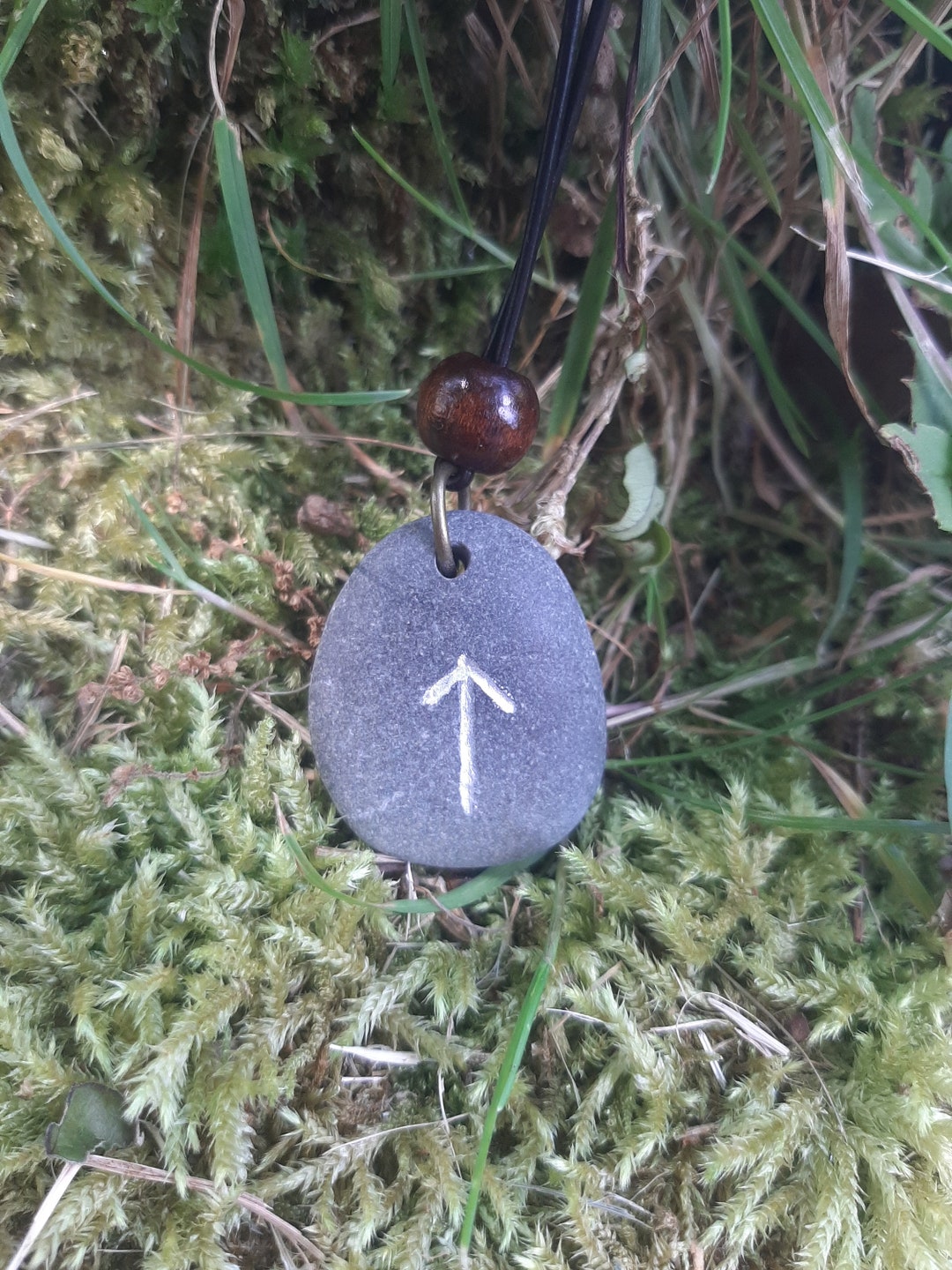 Carved Warrior Rune Stone Necklace - Tiwaz, Tyr - Warrior, Leadership ...