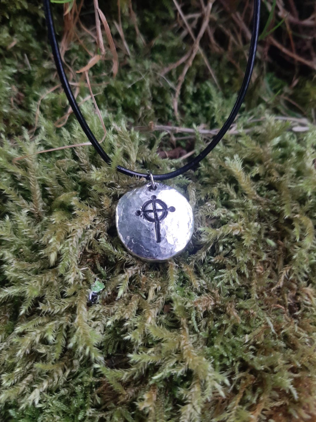 Celtic Cross Necklace - Cast and Hammered Pewter - Cornish Cross ...