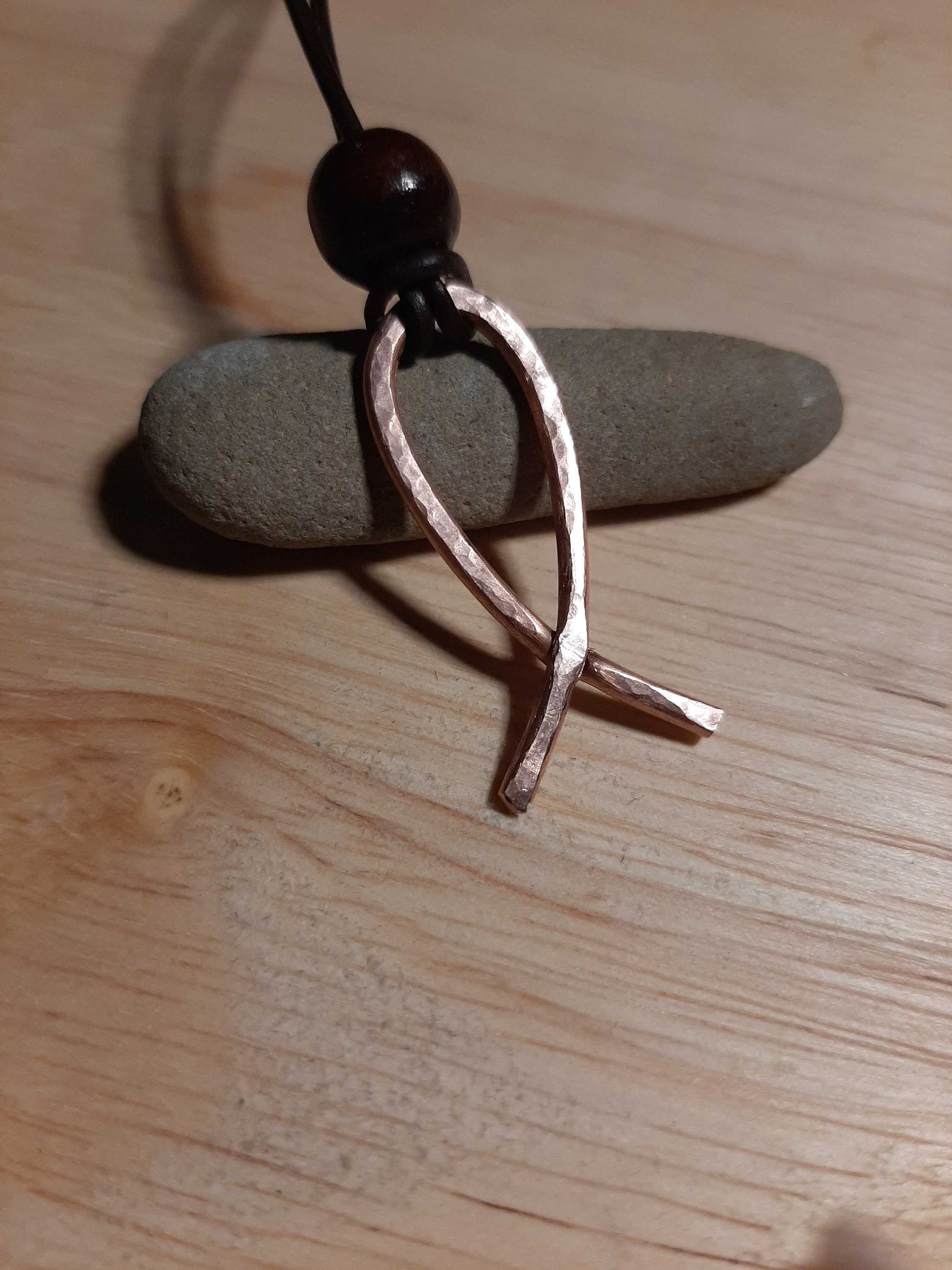 Ichthys Jesus Fish Necklace Made From Hammered Copper Christian - Etsy