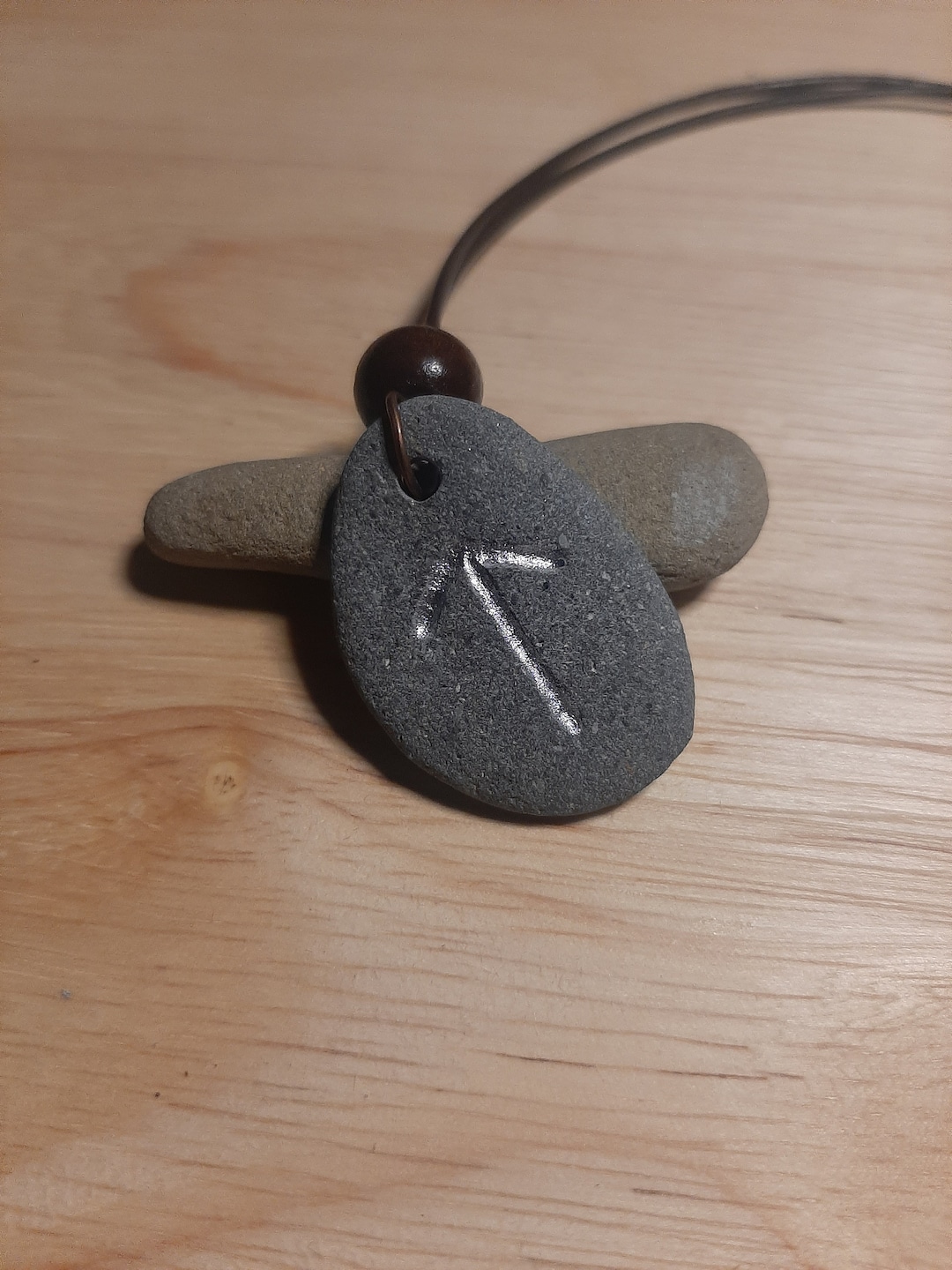 Carved Warrior Rune Stone Necklace Tiwaz Tyr Warrior - Etsy UK