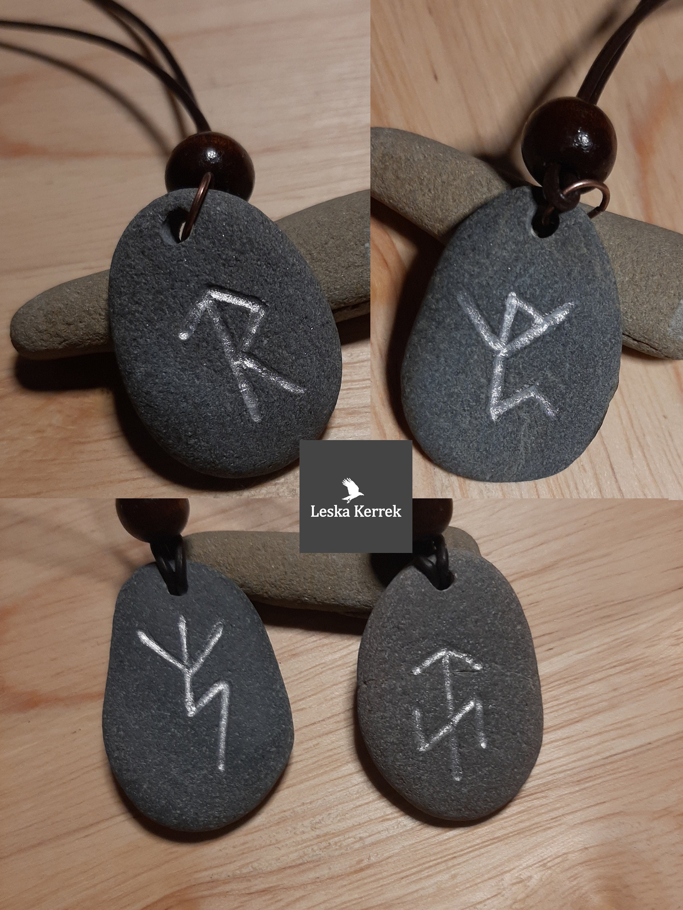 Your Initials as a Bind Rune Necklace Carved Stone Personalised Viking ...