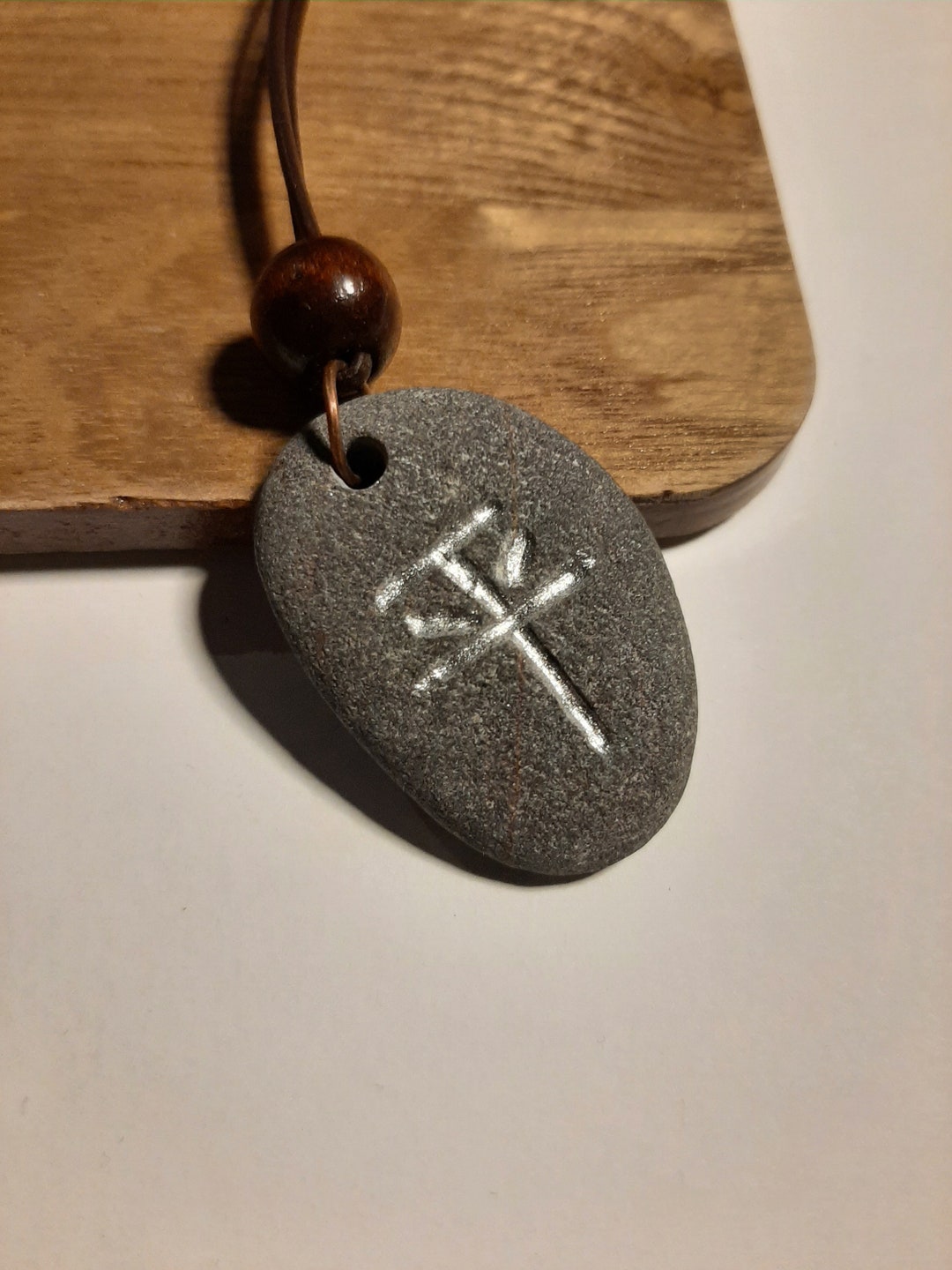 Carved Calm Kanji Stone Necklace - Hei - Calm - Etsy