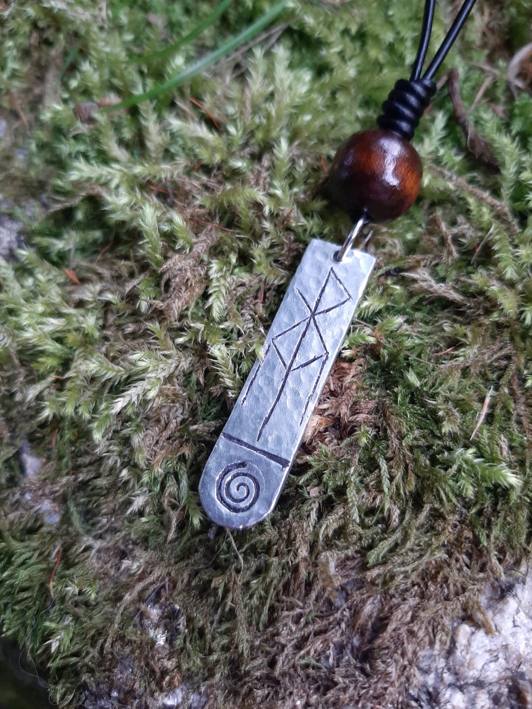 Viking Bind Rune Necklace - Cast and Hammered Pewter - Rune Necklace ...