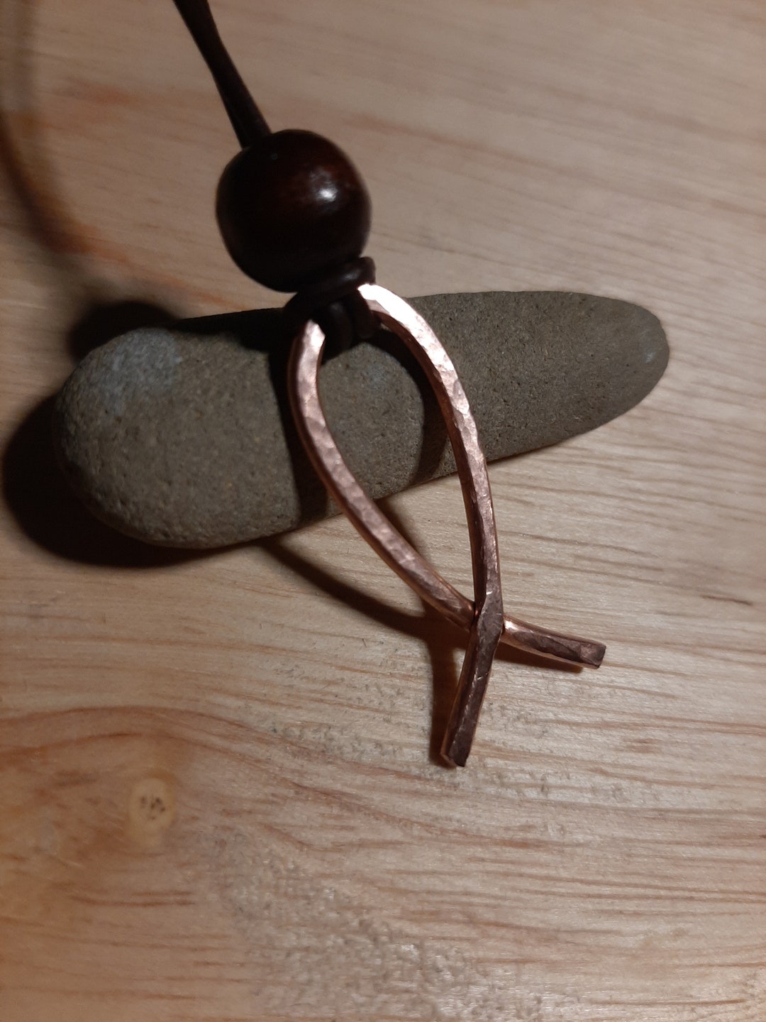 Ichthys Jesus Fish Necklace Made From Hammered Copper Christian - Etsy