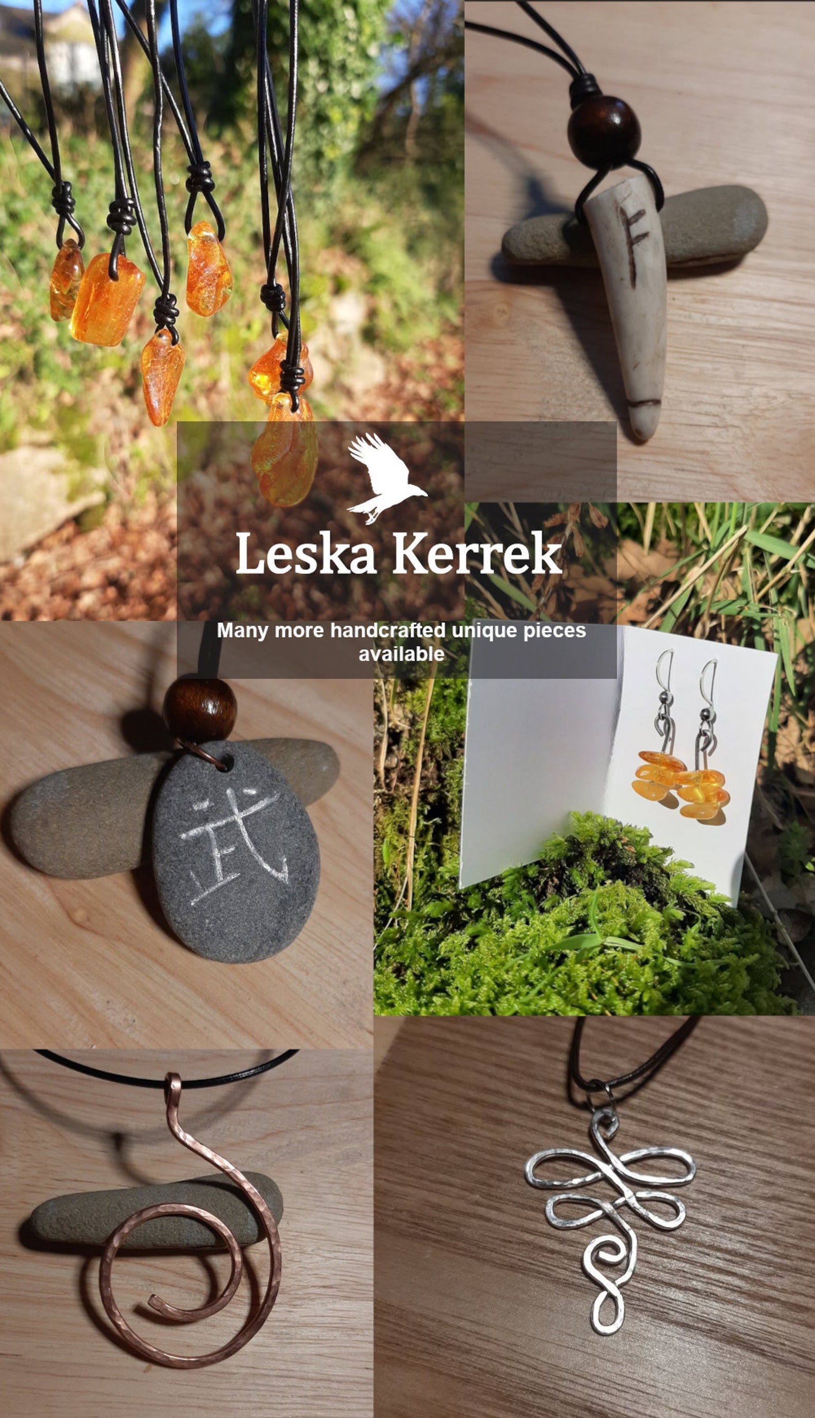 Carved Protection Rune Stone Necklace - Algiz - Protection - Viking ...