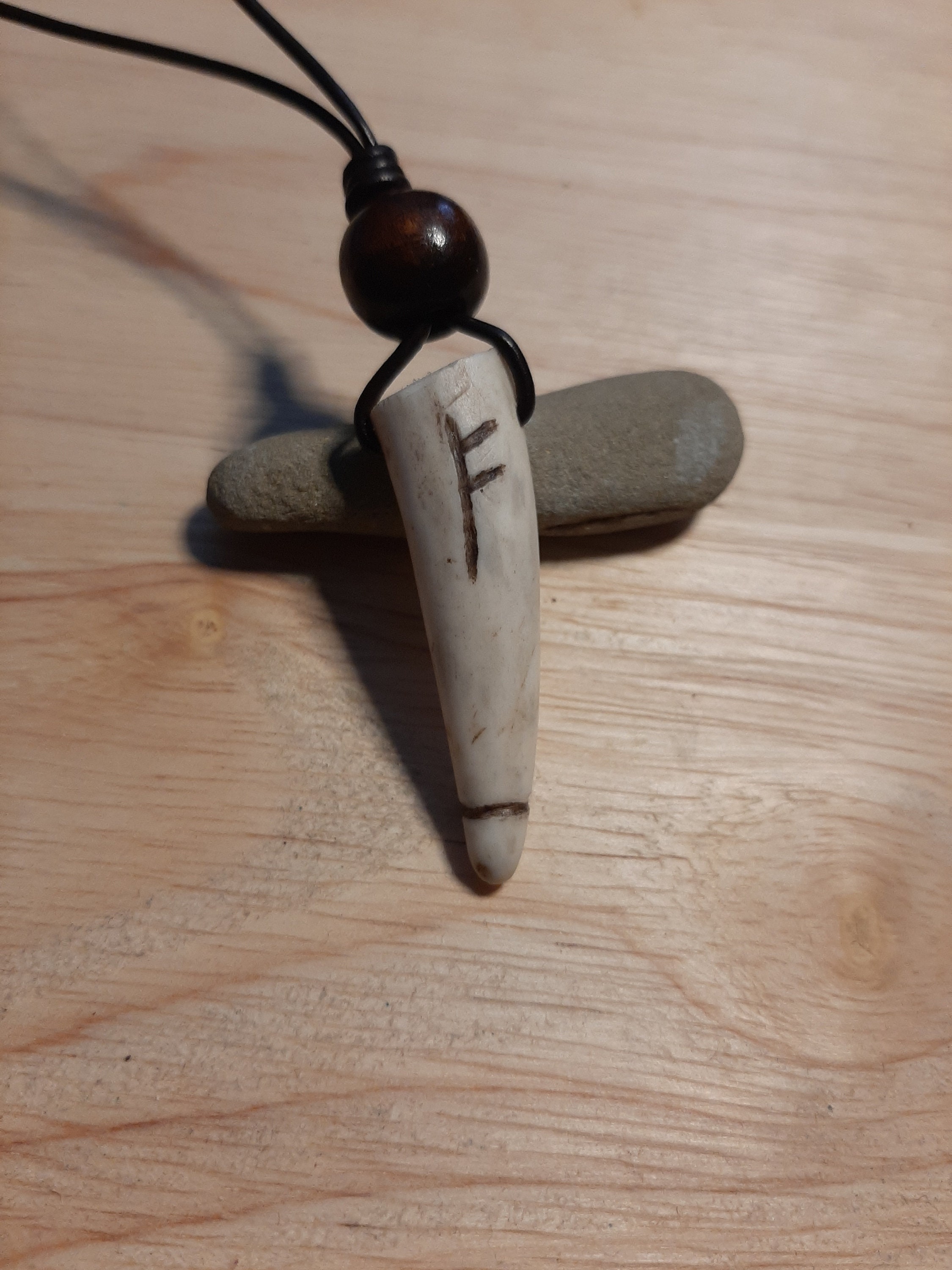 Carved Antler Fehu Luck Rune Pendant Necklace - Etsy