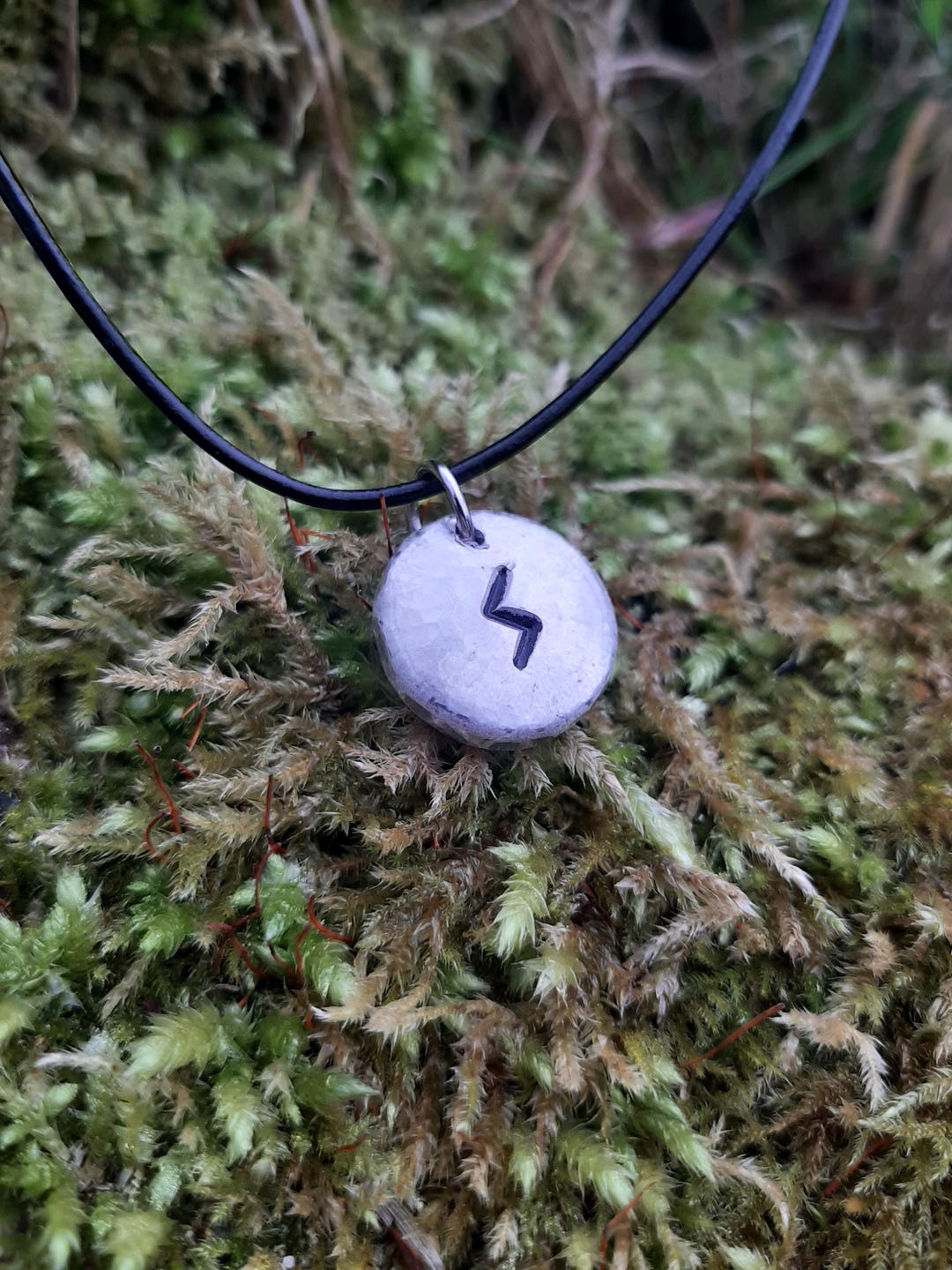Viking Rune Necklace - Cast and Hammered Pewter - Sowilo Rune - Sun ...