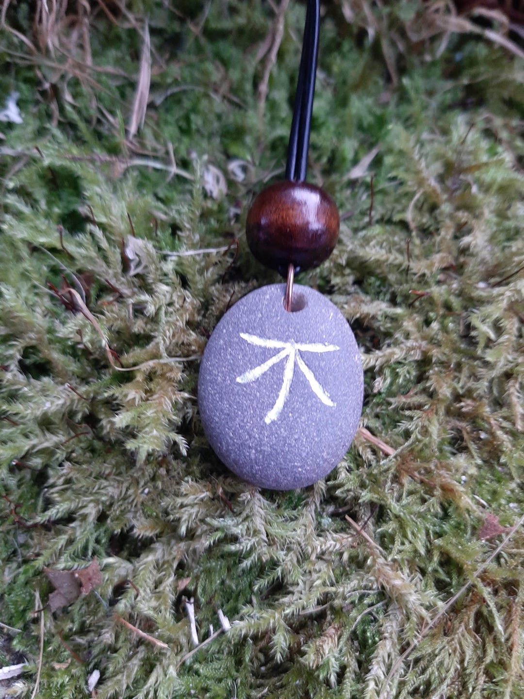 Carved Tree Kanji Stone Necklace - Ki - Tree - Etsy