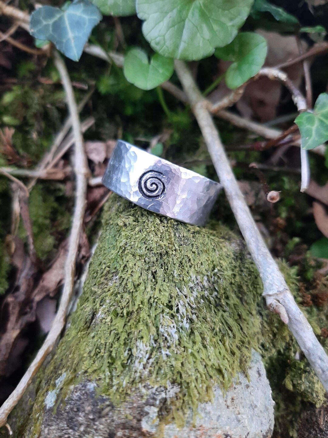 Celtic Sprial Ring | Swirl | Cast and Hammered Pewter | Open Ring - Etsy