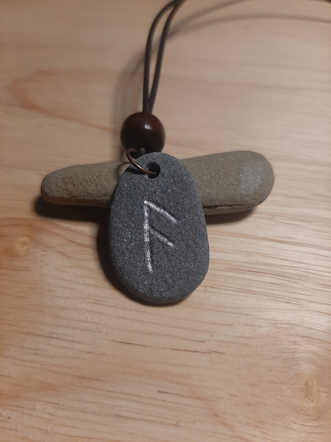 Carved Wisdom Rune Stone Necklace Ansuz Insight Truth - Etsy