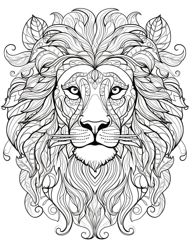 Lion Mandala Colouring - 24 Pages - Etsy