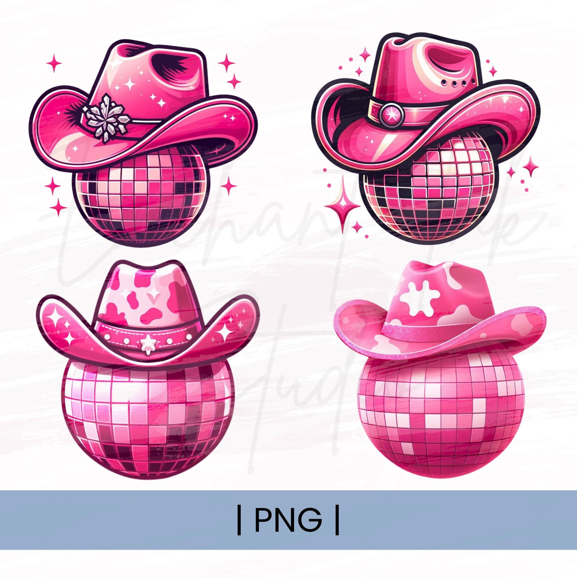Disco Cowgirl Bundle Png | Disco Ball With Cowgirl Hat Bundle Png ...