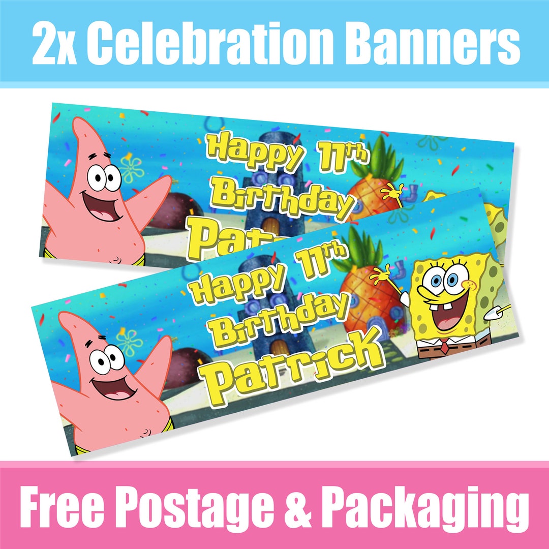 Personalised Sponge Birthday/celebration Banners Any Name & Age ...