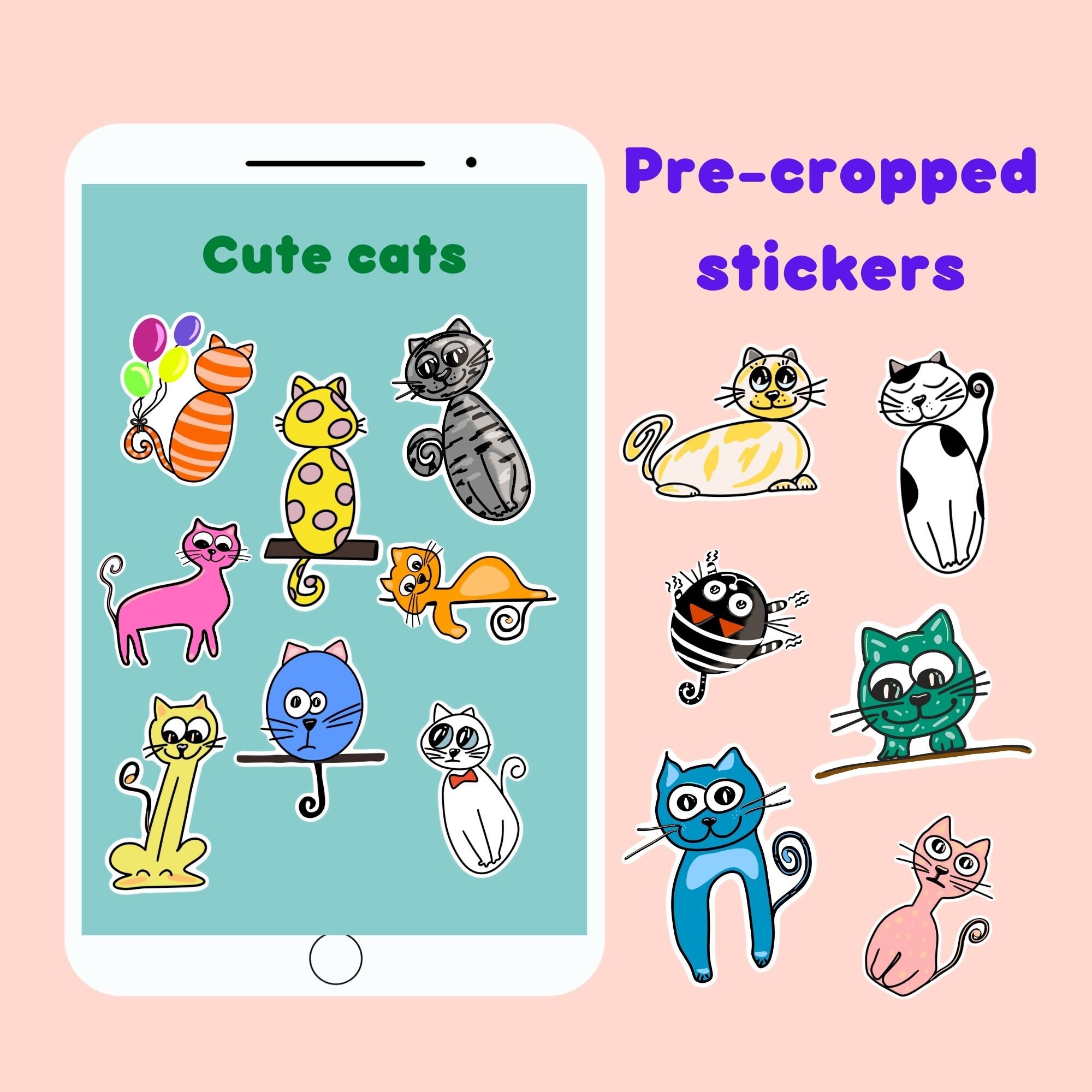 Digital Stickers Cute Cats Stickers Goodnotes Stickers PNG Stickers ...