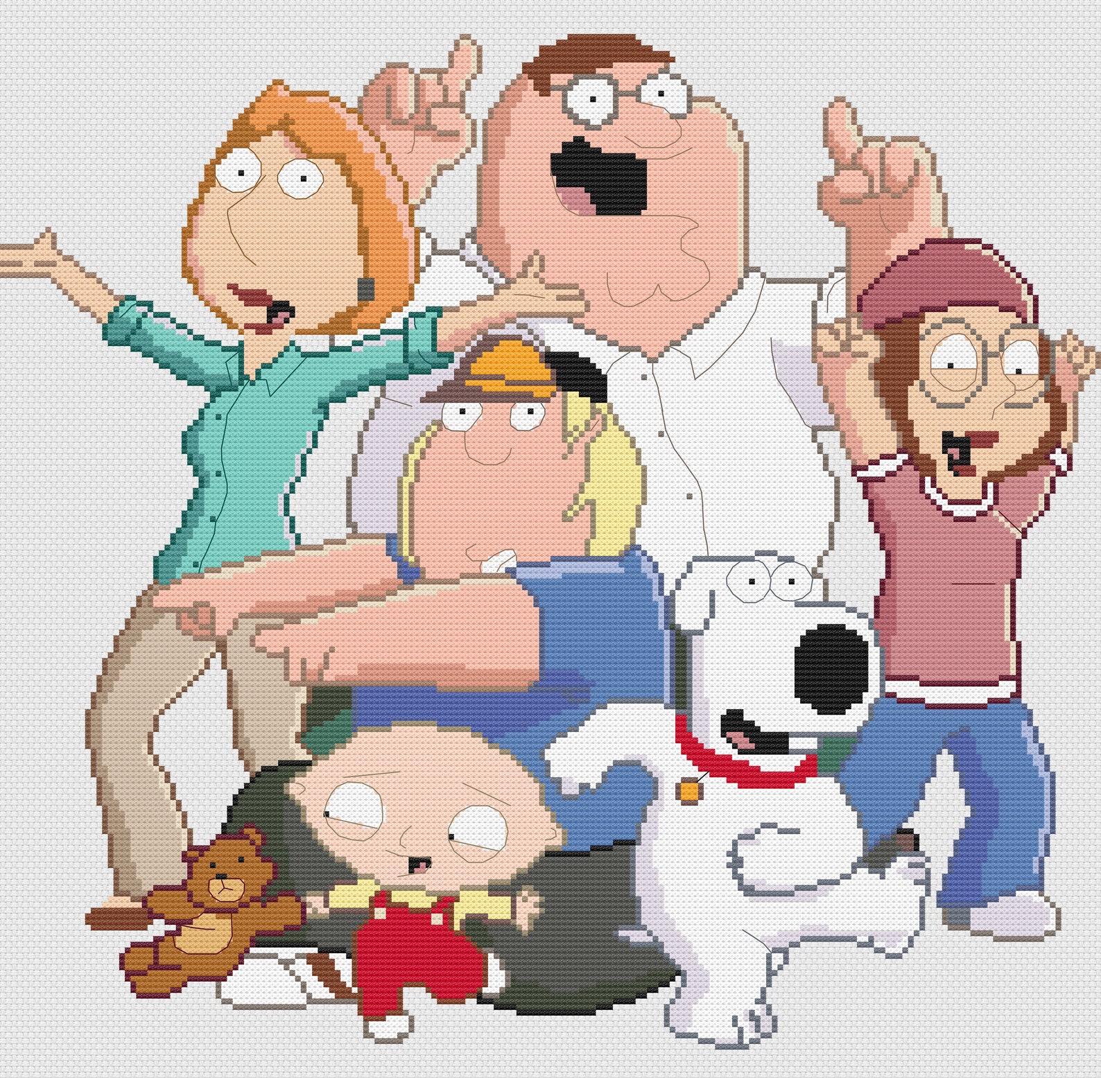 Family Guy Cross Stitch Pattern: Cartoon Characters (PDF Pattern) - Etsy