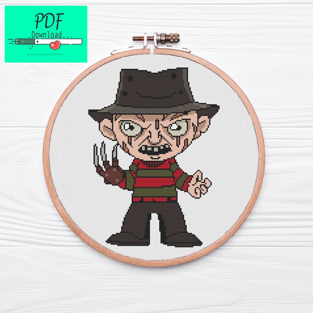 Freddy Krueger Cross Stitch Pattern: Horror Movie Embroidery (PDF ...