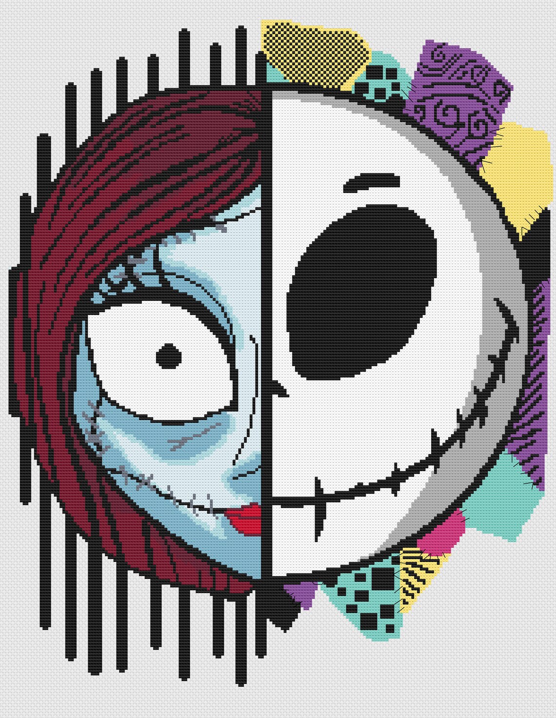 Sally and Jack Cross Stitch Pattern: Nightmare Before Christmas (PDF ...