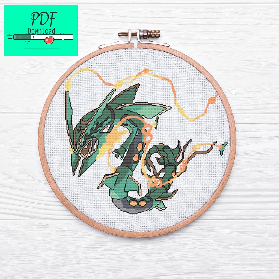 Pokemon Mega Rayquaza Cross Stitch Pattern, Pokemon Cross Stitch ...