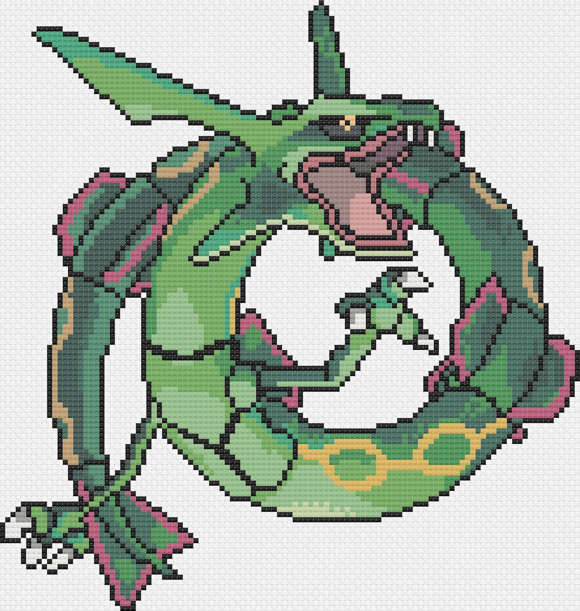 Pokemon Rayquaza Cross Stitch Pattern, Pokemon Cross Stitch Pattern ...